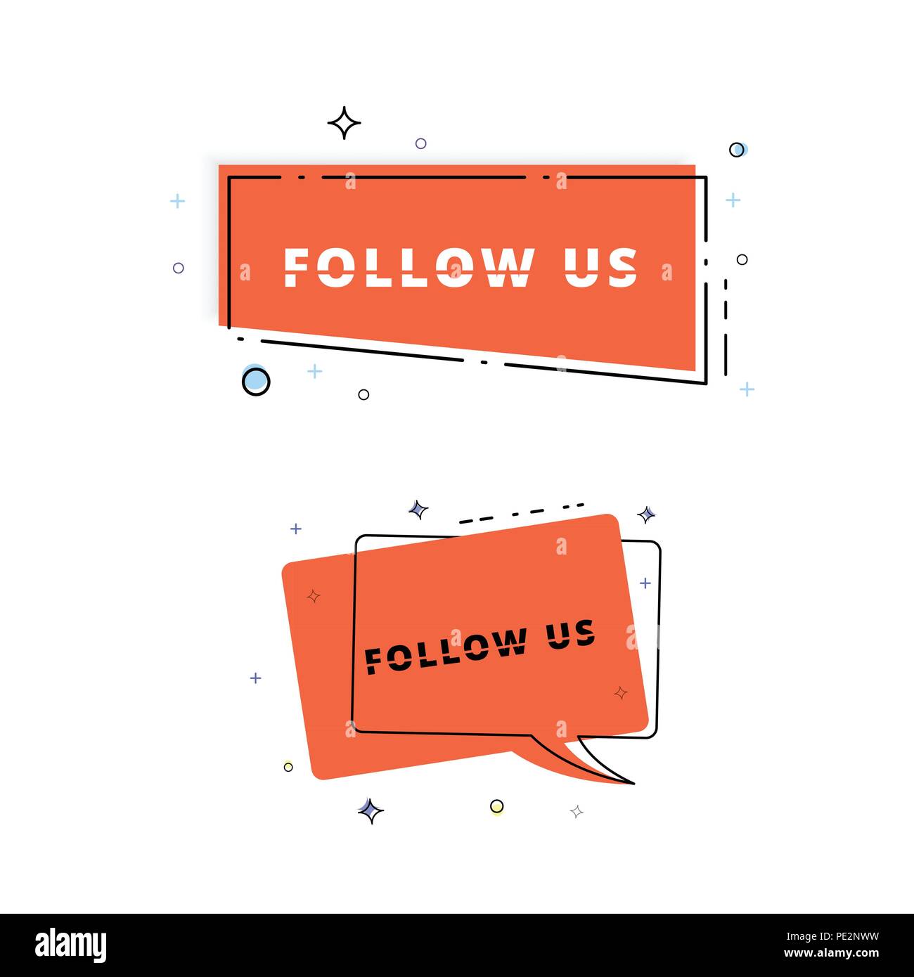 Set of Follow us quotes. Elements for social media. Vector illustration ...