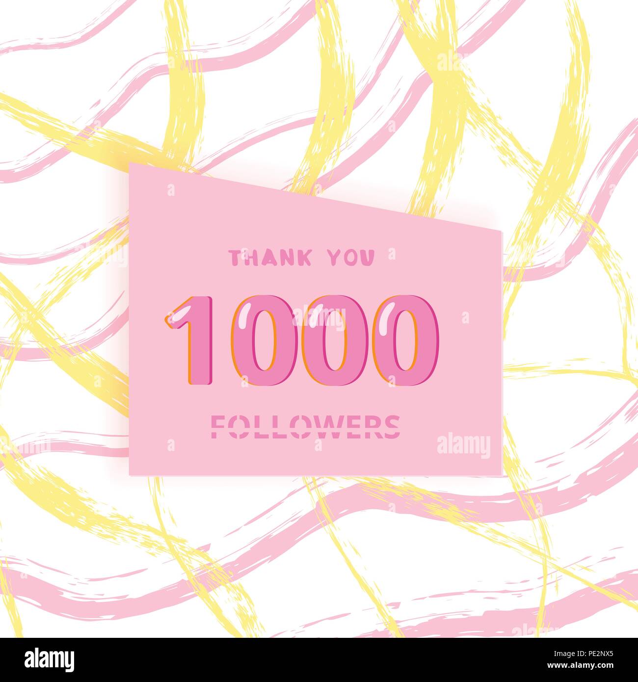 1000 followers thank you card. Cover with papercut effect and brush ...