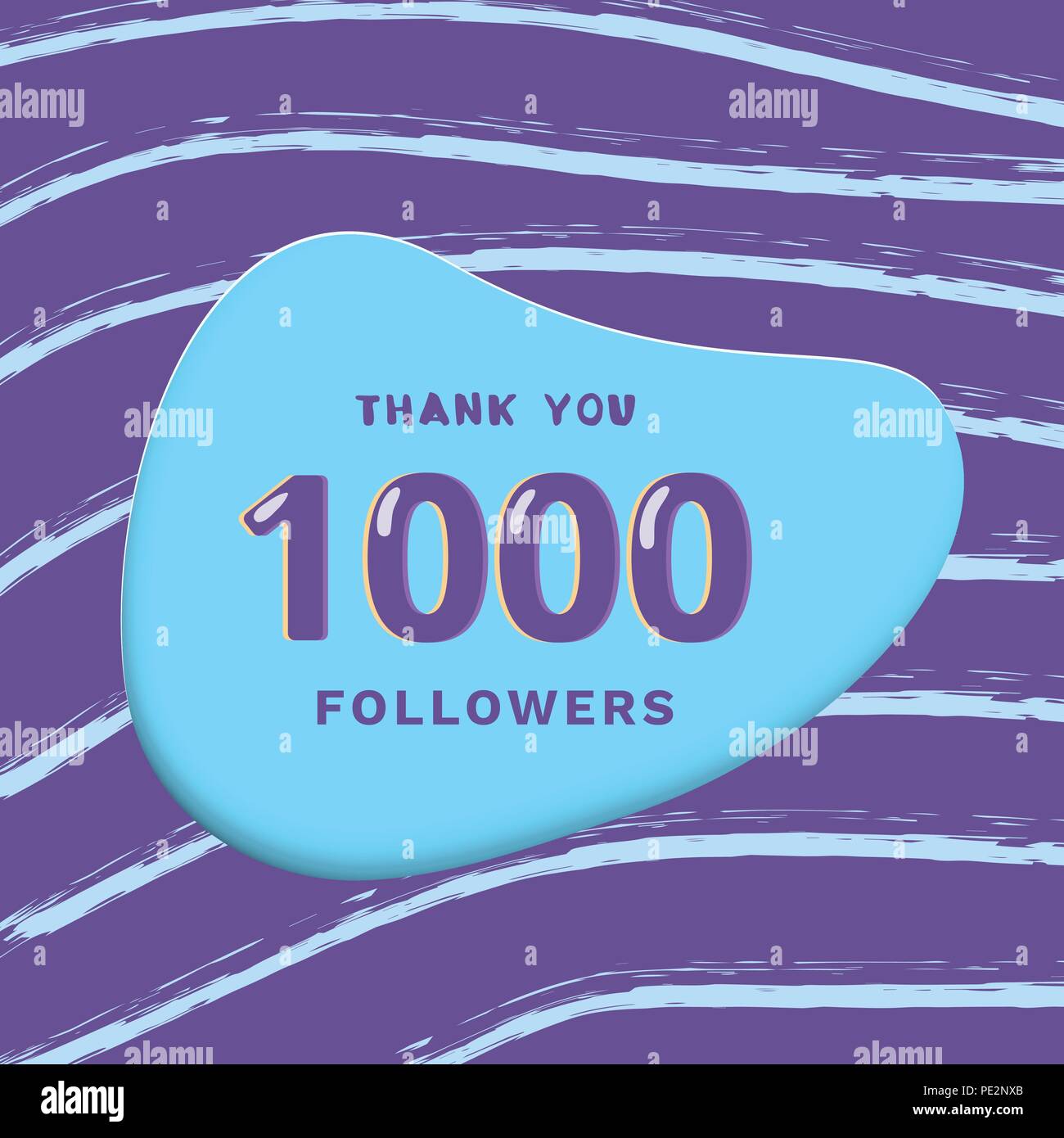 1000 followers thank you card. Cover with papercut effect and brush ...