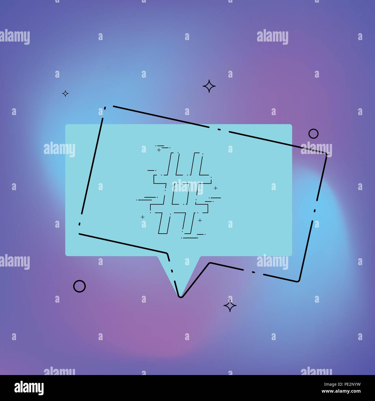 Hashtag sign with bubble speech and colorful background. Square banner ...