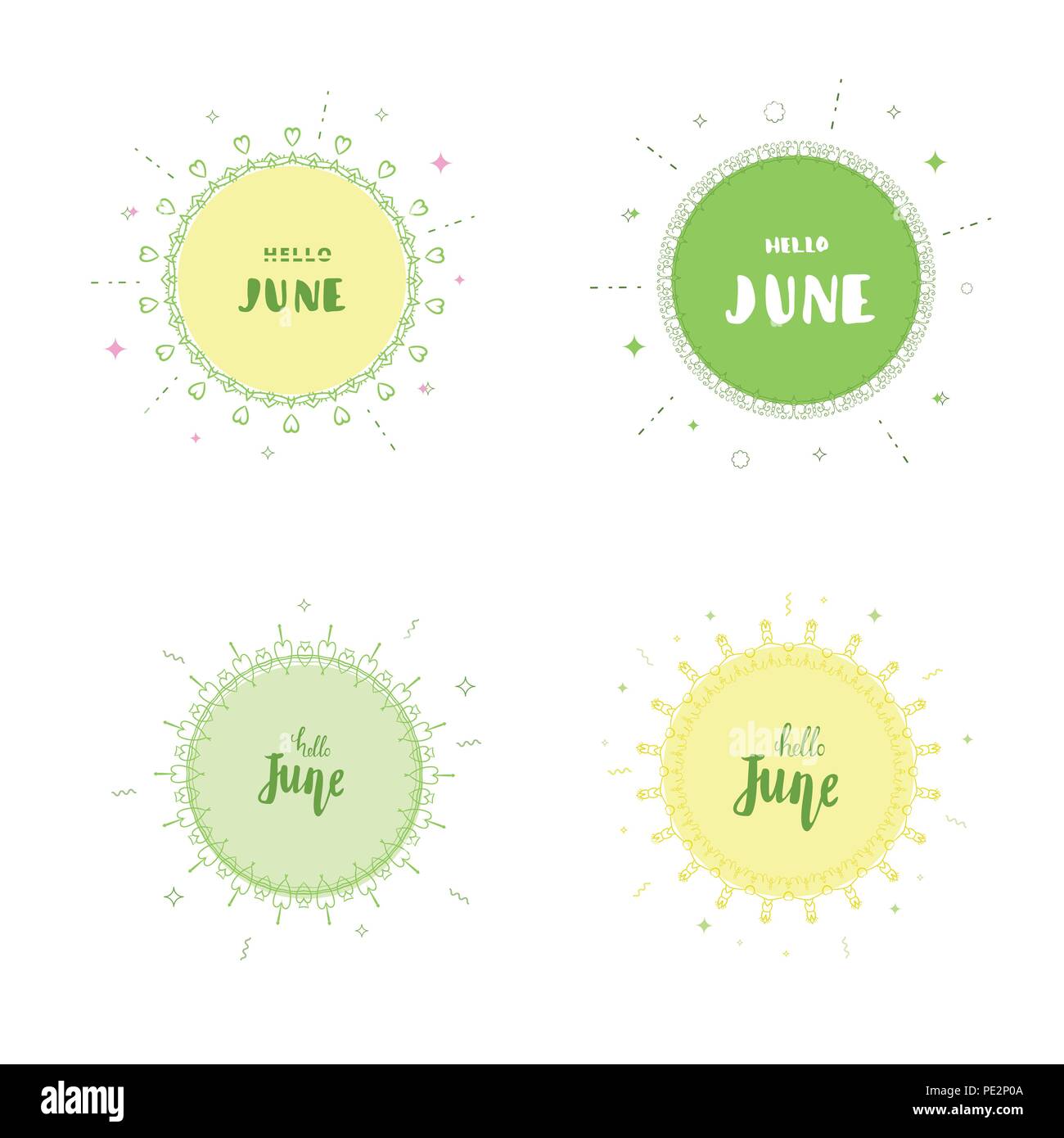 Set of Hello June banners. Element for summer graphic design. Vector ...
