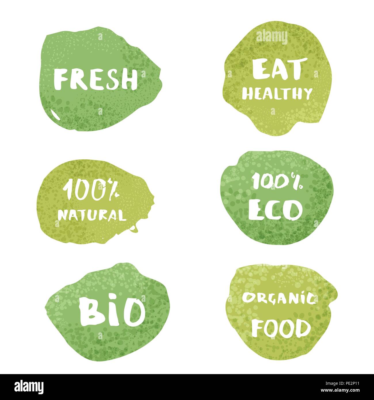 Set of organic banners with text. Handwritten lettering isolated on ...