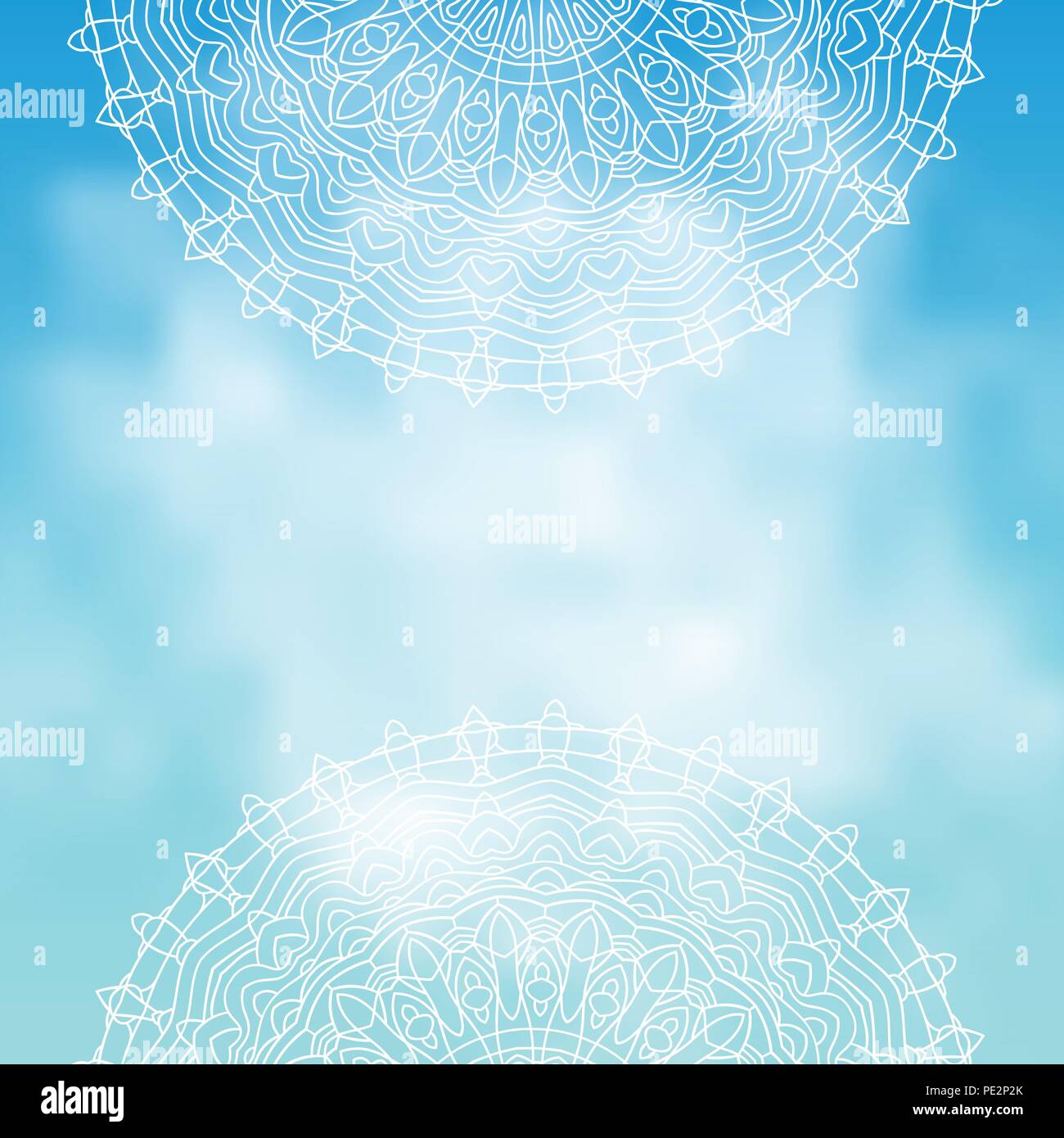 Relax sky background. Mandala with cloudes. Square template for summer ...