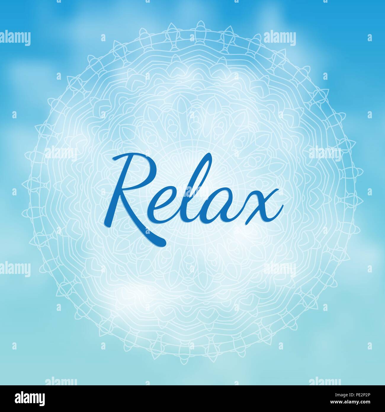 Relax sky background with text. Mandala with cloudes. Square template ...