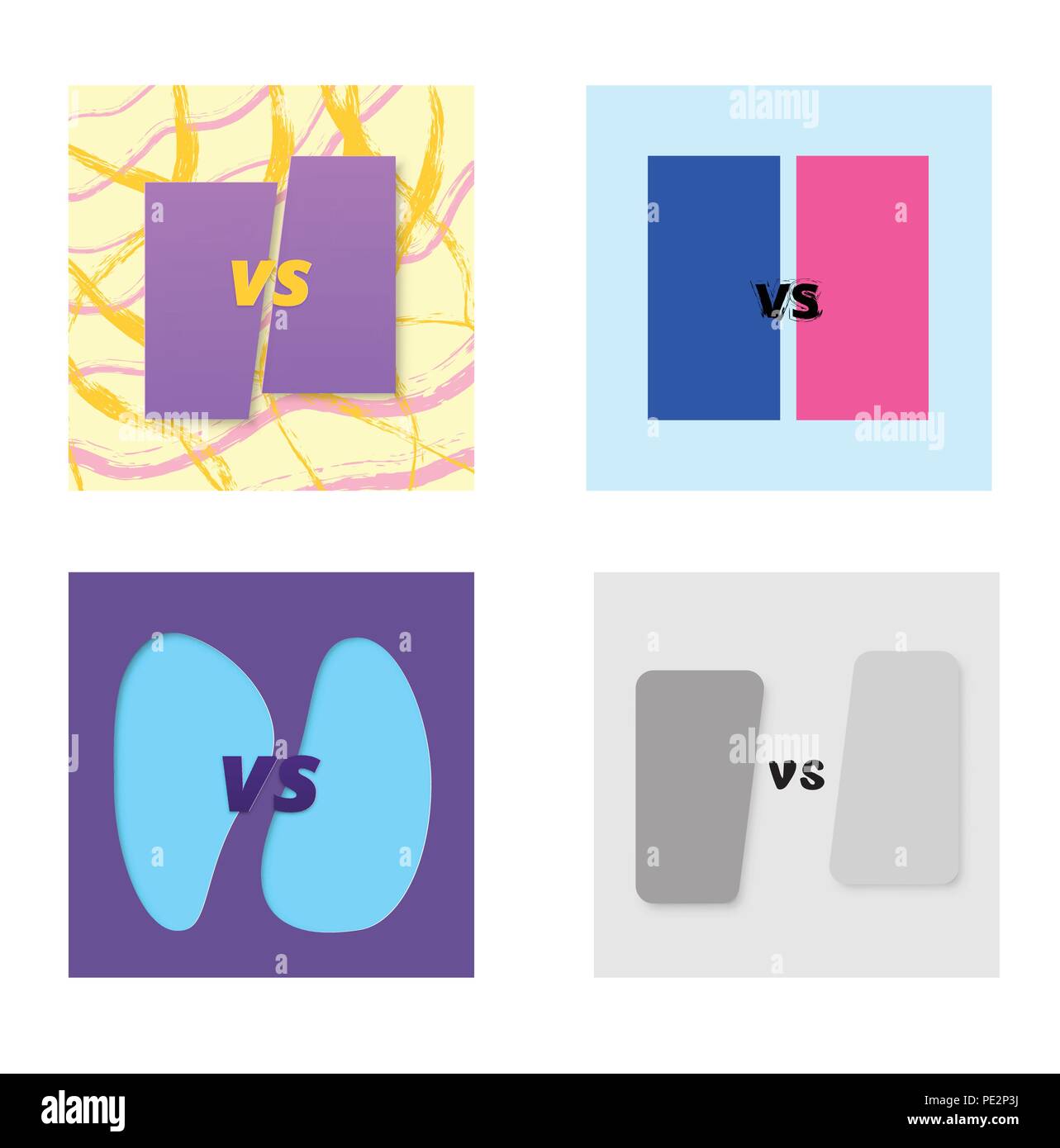 Set of versus card. VS banner with cut background. Vertical ...
