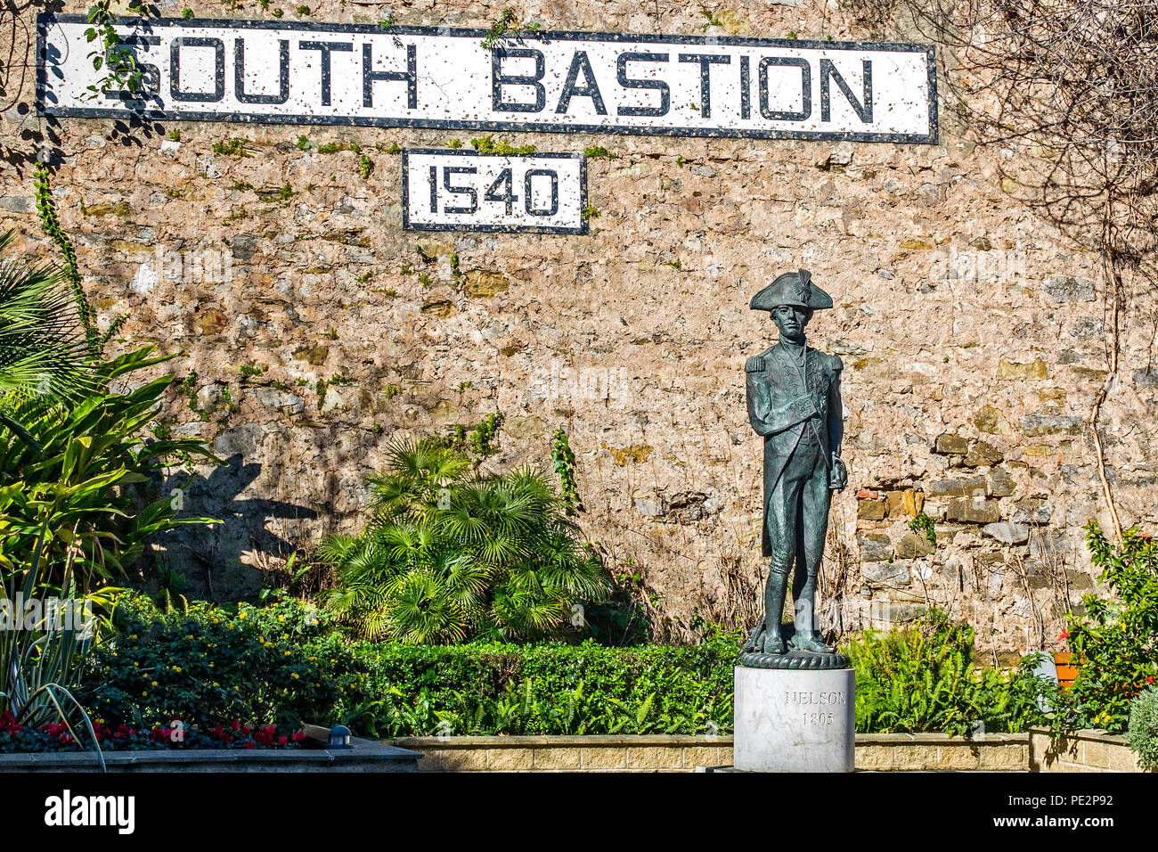 Statue of Horatio Nelson, South Bastion, Gibraltar Stock Photo - Alamy