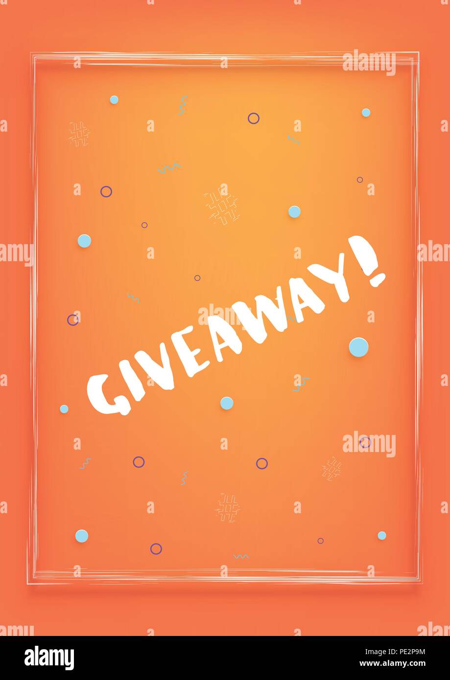 Giveaway vertical card with frame. Handwritten lettering. Template for ...