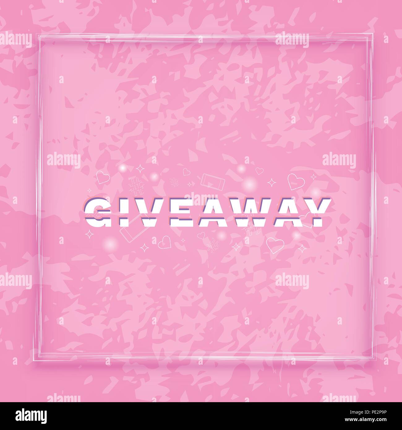 Giveaway card with frame. Sliced lettering. Template for contest for ...