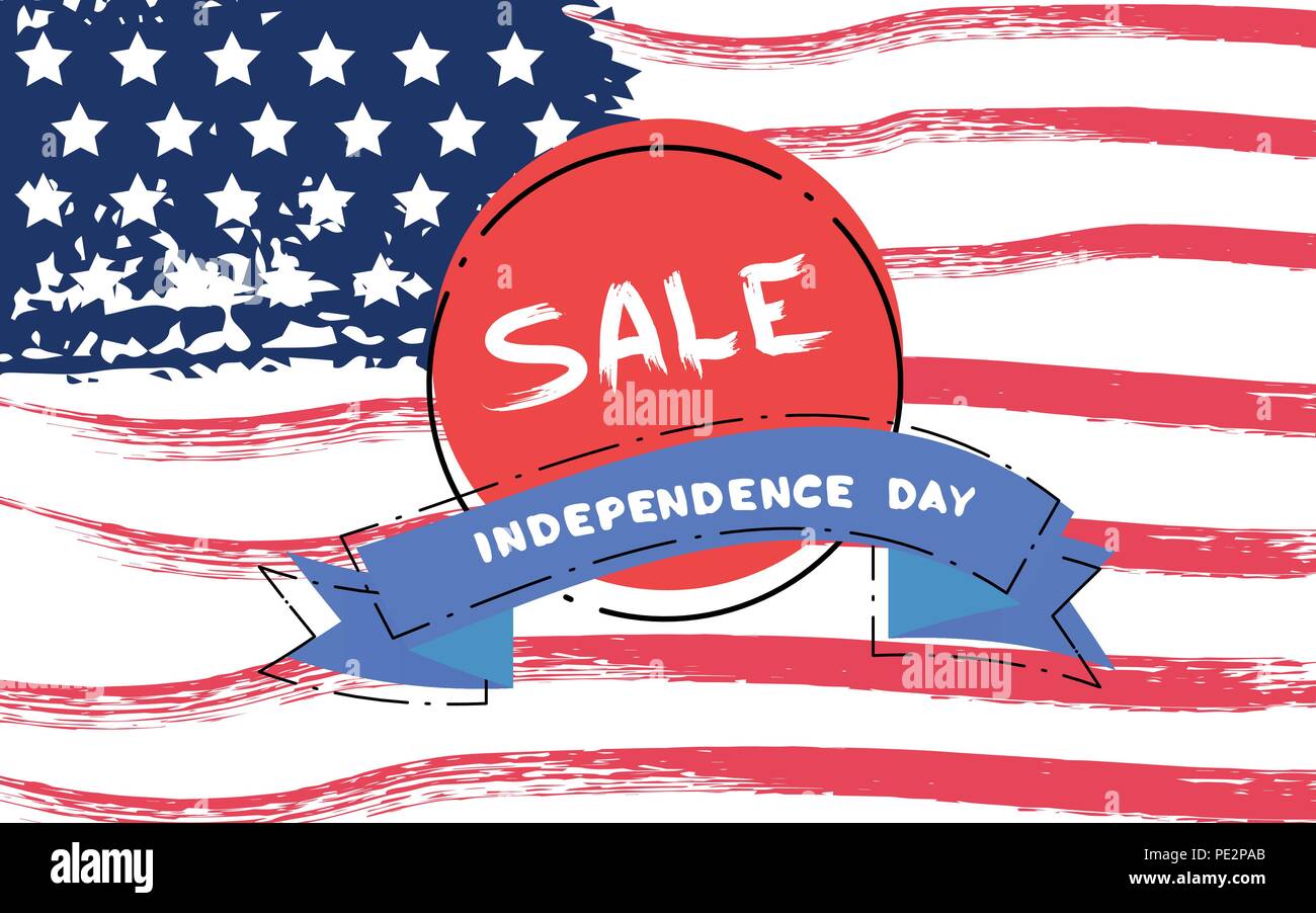 Happy Independence Day Sale retro horizontal banner. National flag card ...