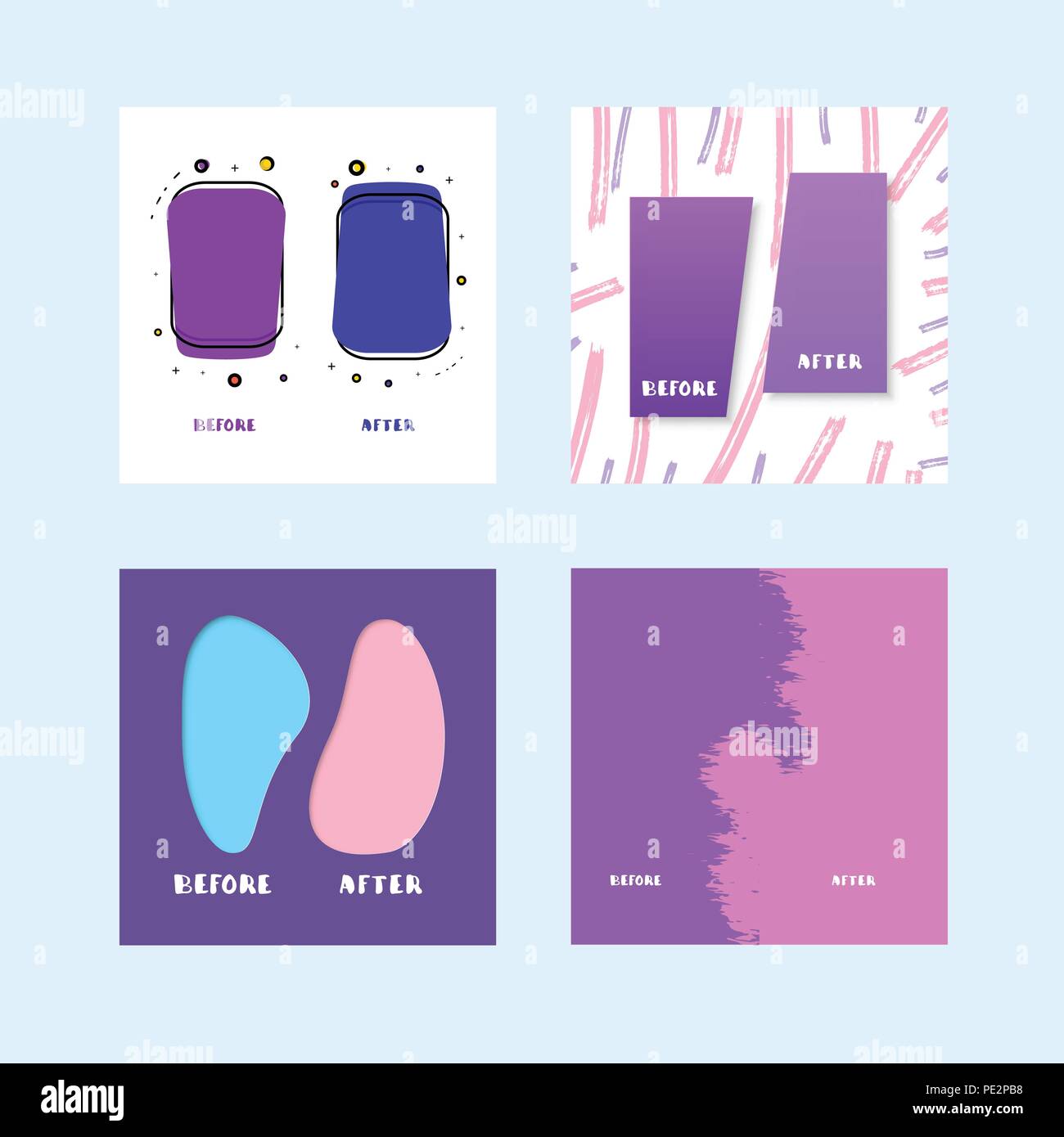 Set of square Before and After templates. Comparison templates with ...