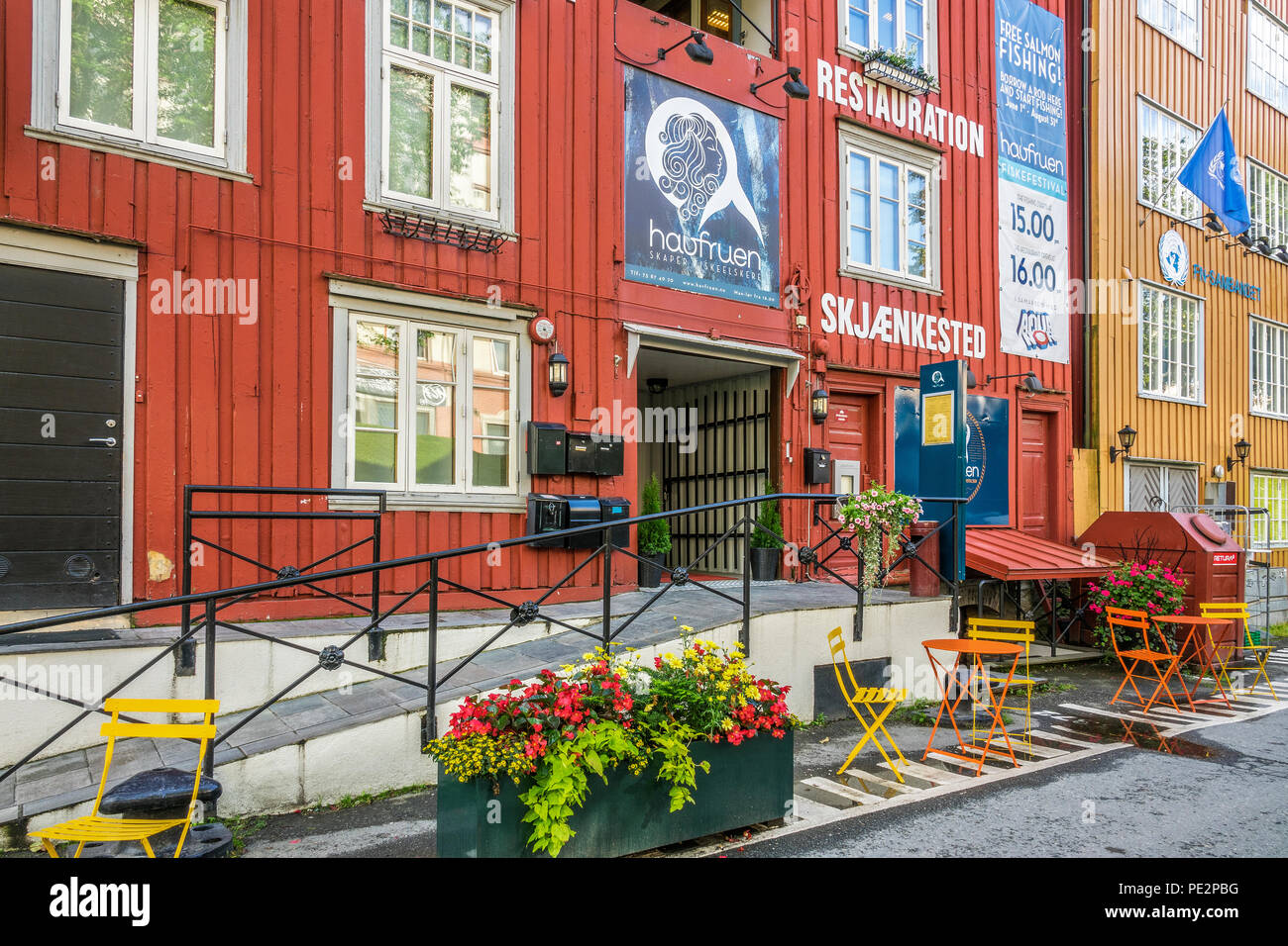 Old Warehouses Converted Into Shops and Restaurants Trondheim Norway ...