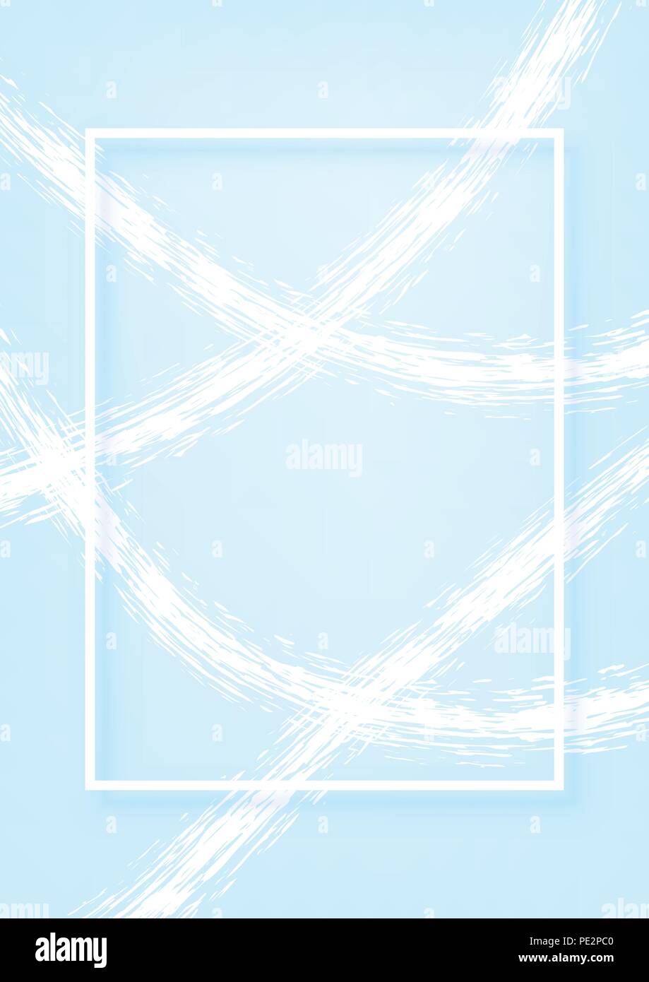 Vertical blue card for graphic design. Background with brush decoration ...