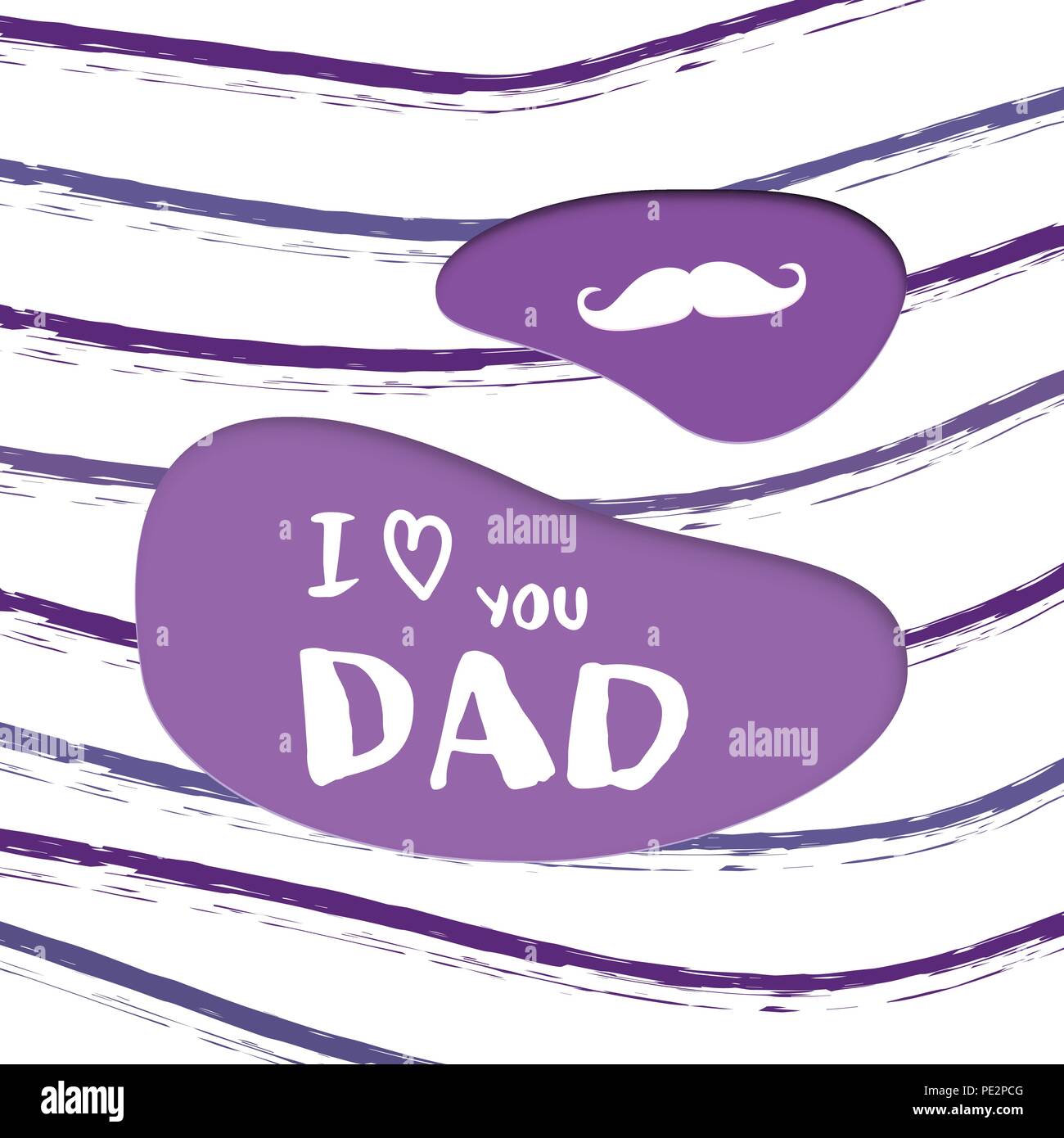 I love you Dad papercu card. Handwritten lettering. Fathers day banner ...