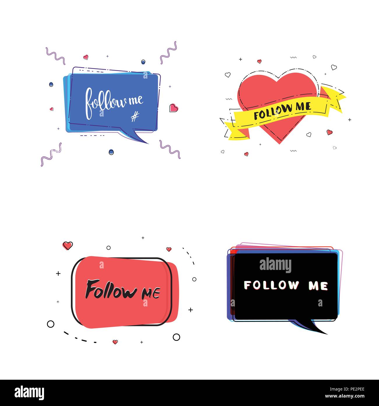 Set of Follow me quotes. Collection social media banners isolated on ...
