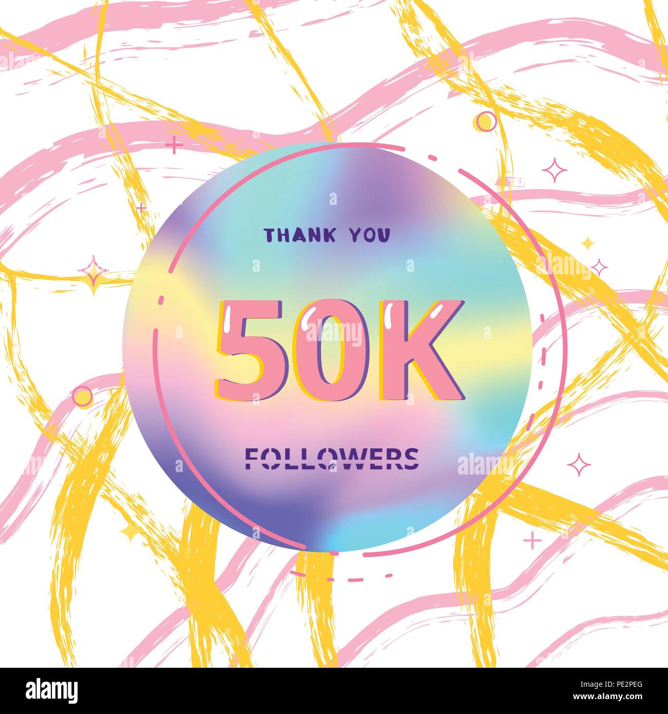 50K followers thank you card. Celebration 50000 subscribers banner ...