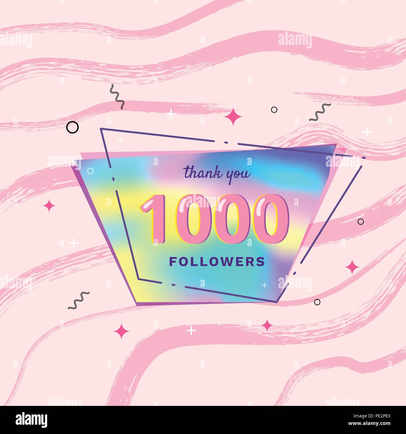 1000 followers thank you card. Celebration 1k subscribers banner ...