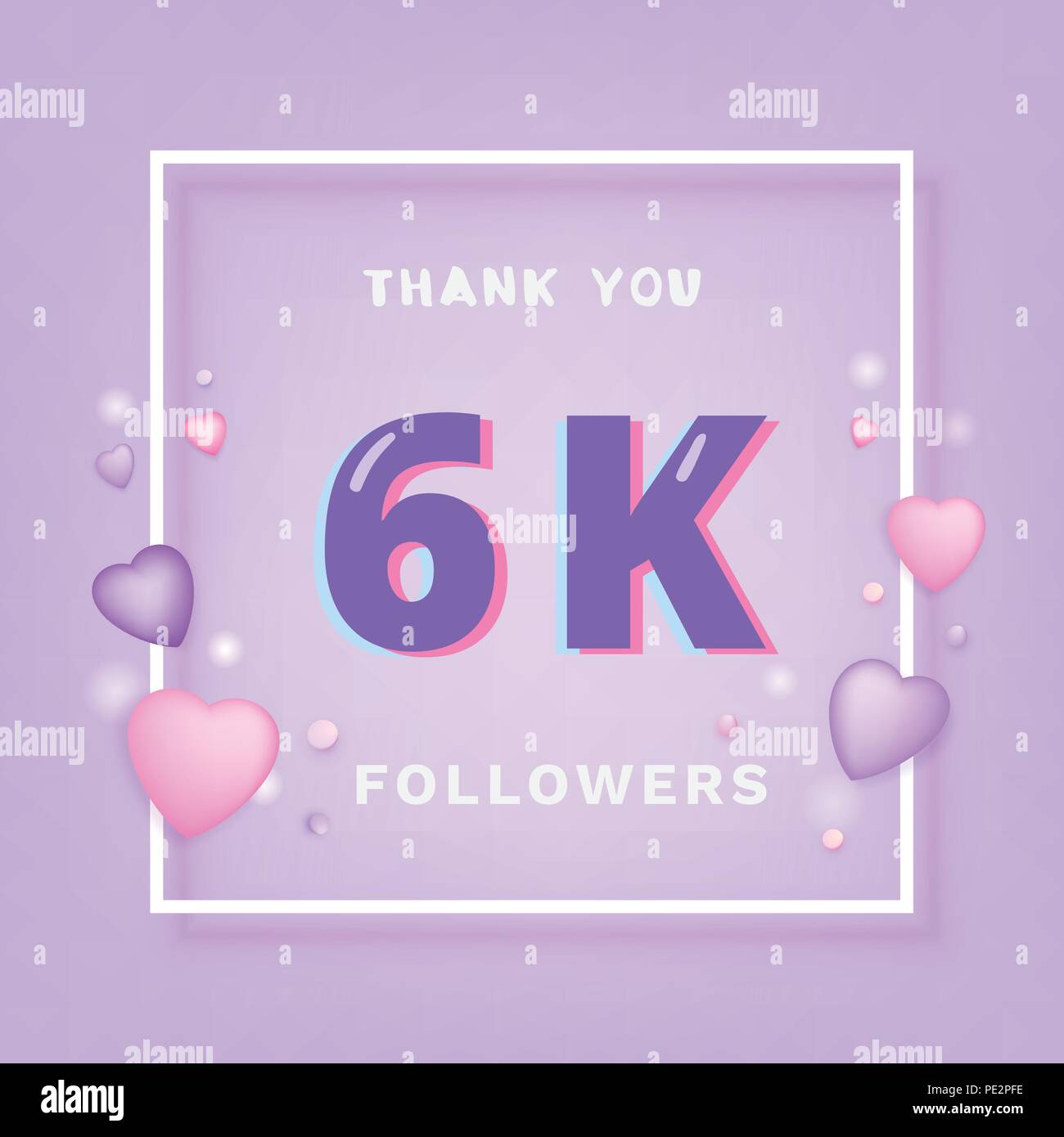 6K followers thank you card. Celebration 6000 subscribers banner ...