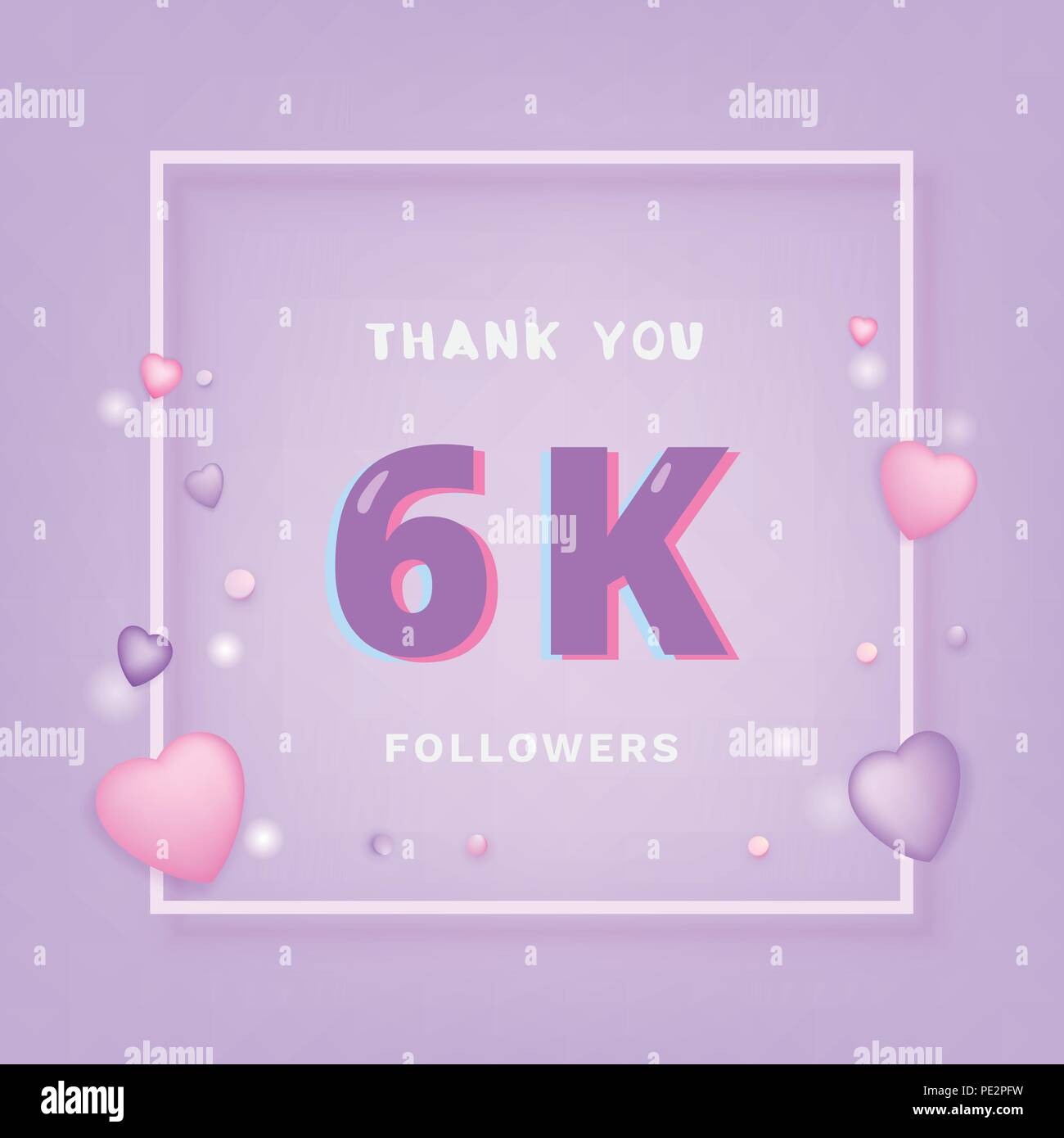 6K followers thank you card. Celebration 6000 subscribers banner ...