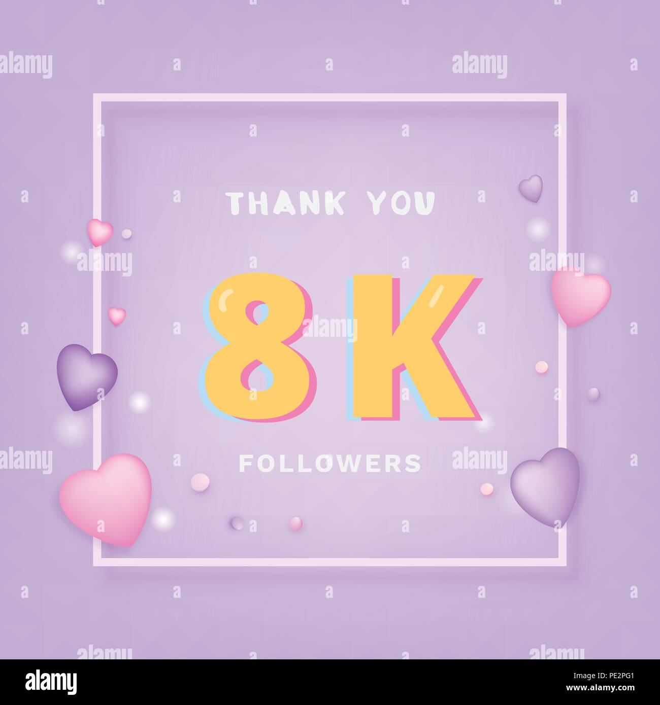 8K followers thank you card. Celebration 8000 subscribers banner ...