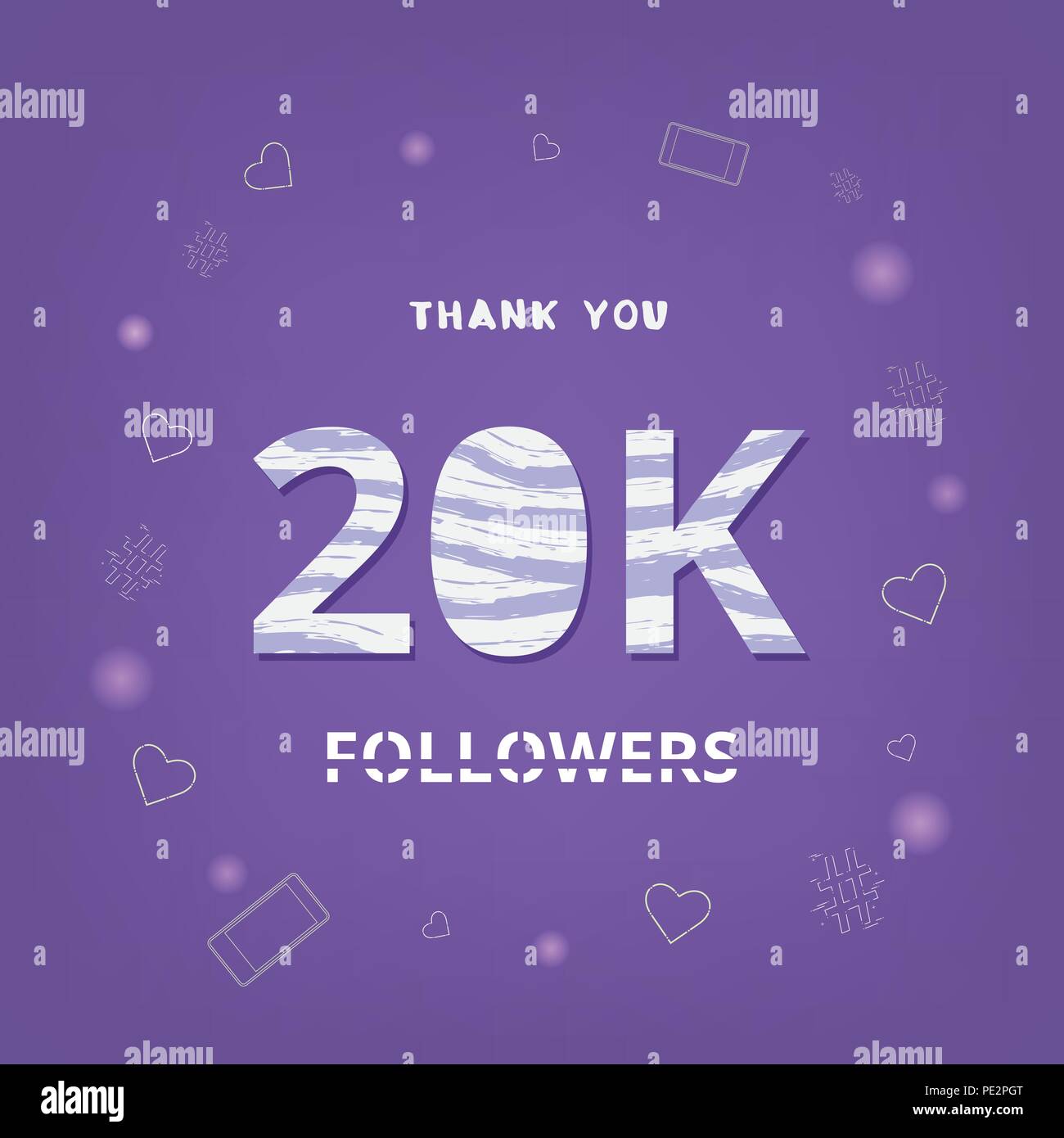 20K followers thank you card. Celebration 20000 subscribers banner ...