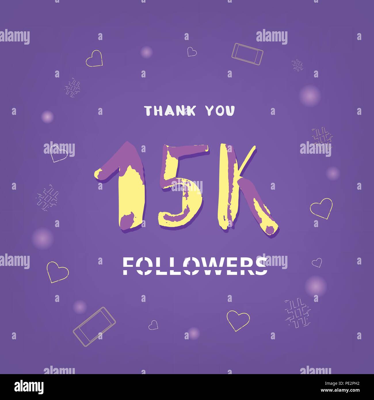 15K followers thank you card. Celebration 15000 subscribers banner ...