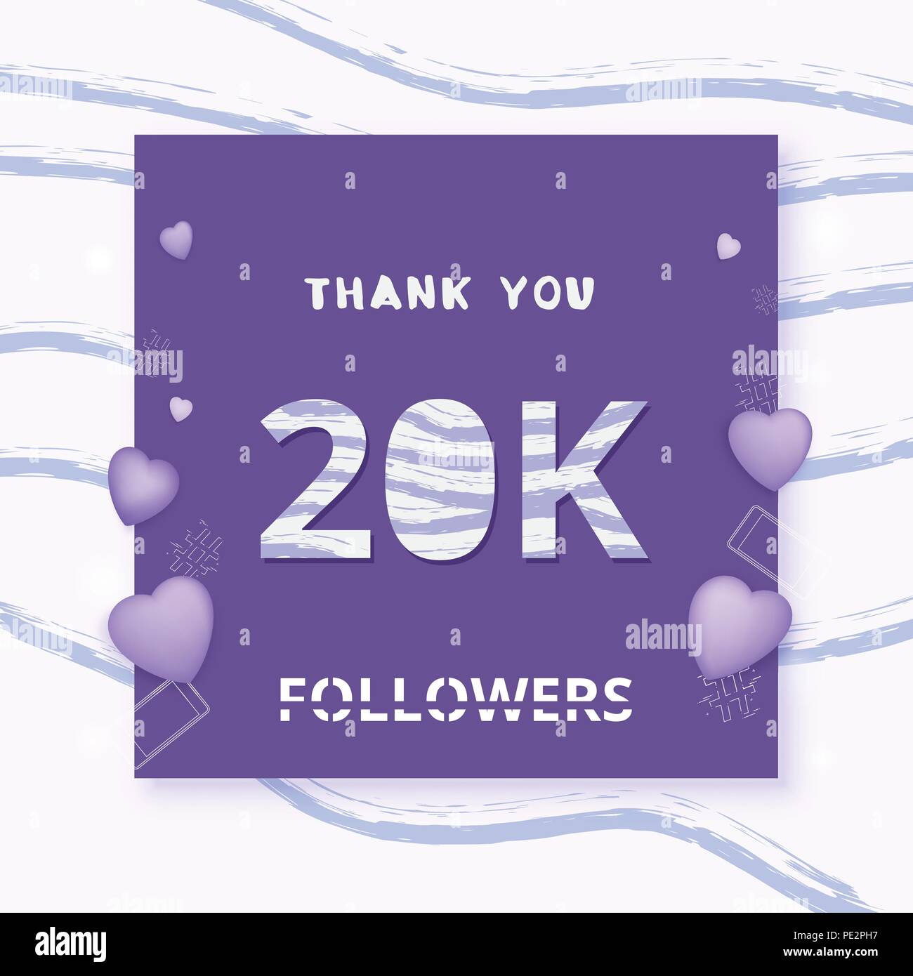 20K followers thank you card. Celebration 20000 subscribers banner ...