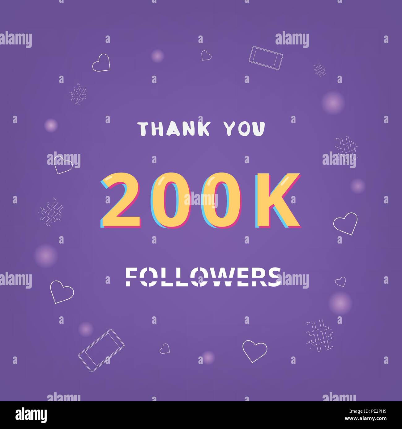200K followers thank you card. Celebration 200000 subscribers banner ...