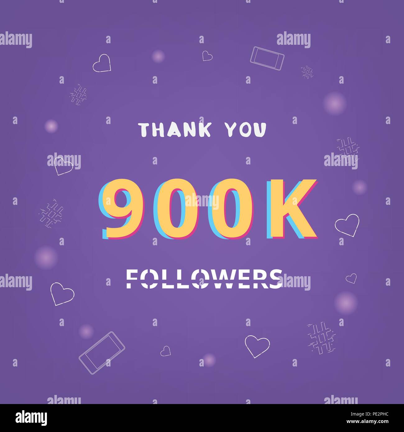 900K followers thank you card. Celebration 900000 subscribers banner ...
