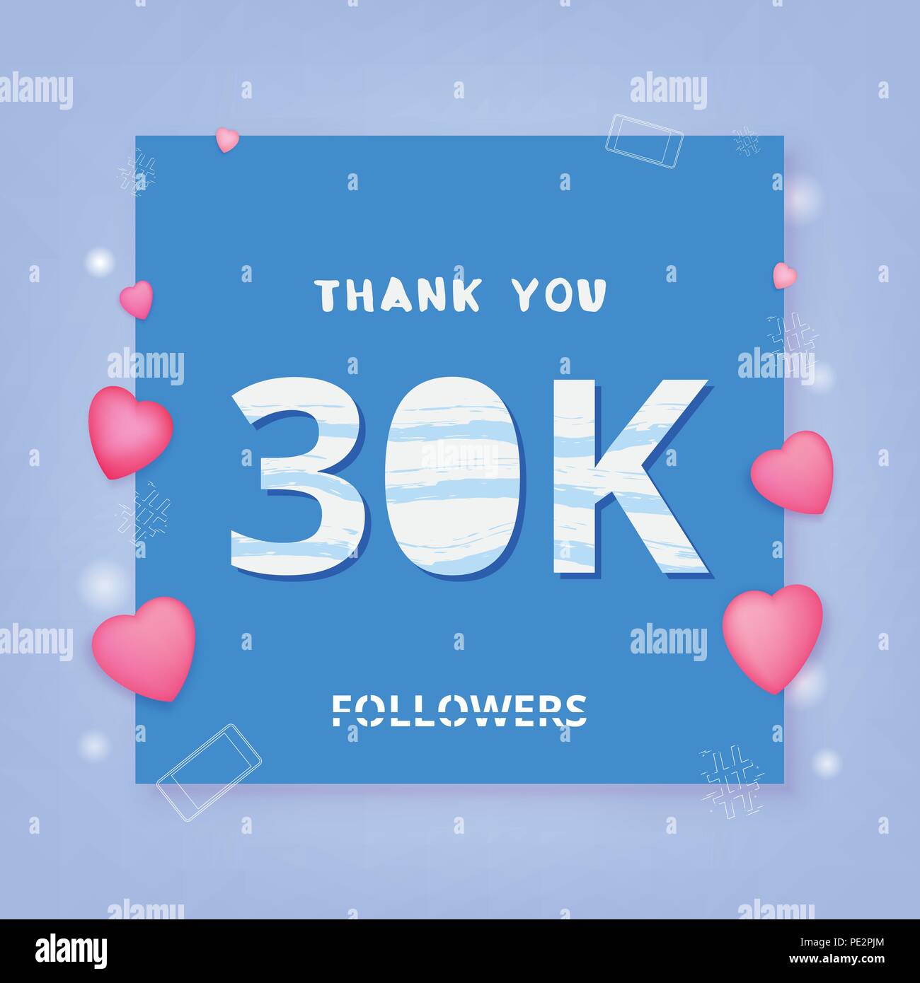 30K followers thank you card. Celebration 30000 subscribers banner ...