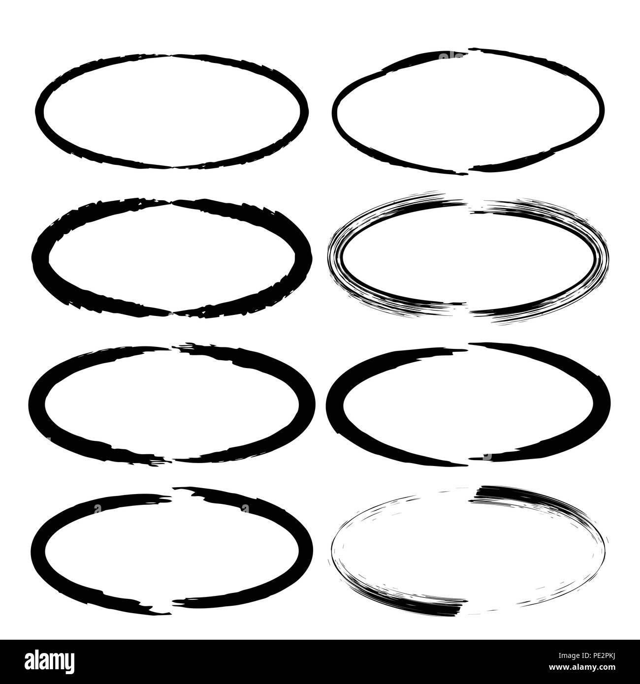Set of grunge round frames. Brush strokes borders. Vector illustration ...