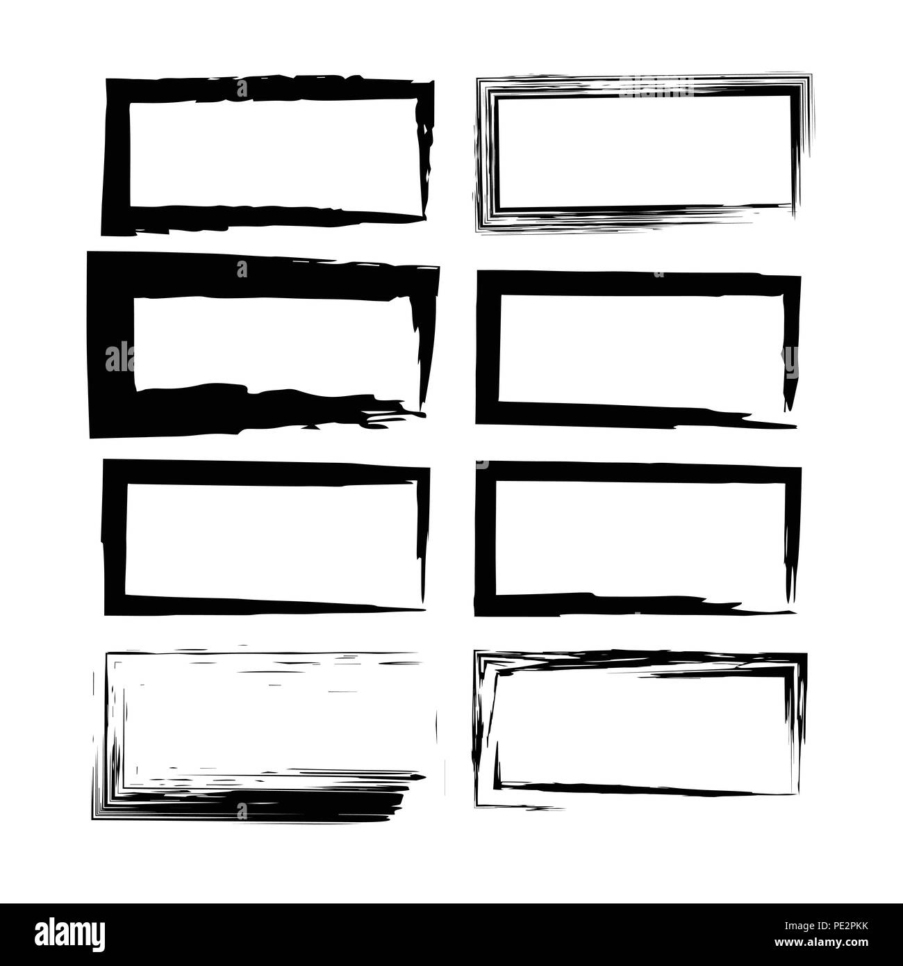 Set of grunge horizontal frames. Brush strokes borders. Vector ...