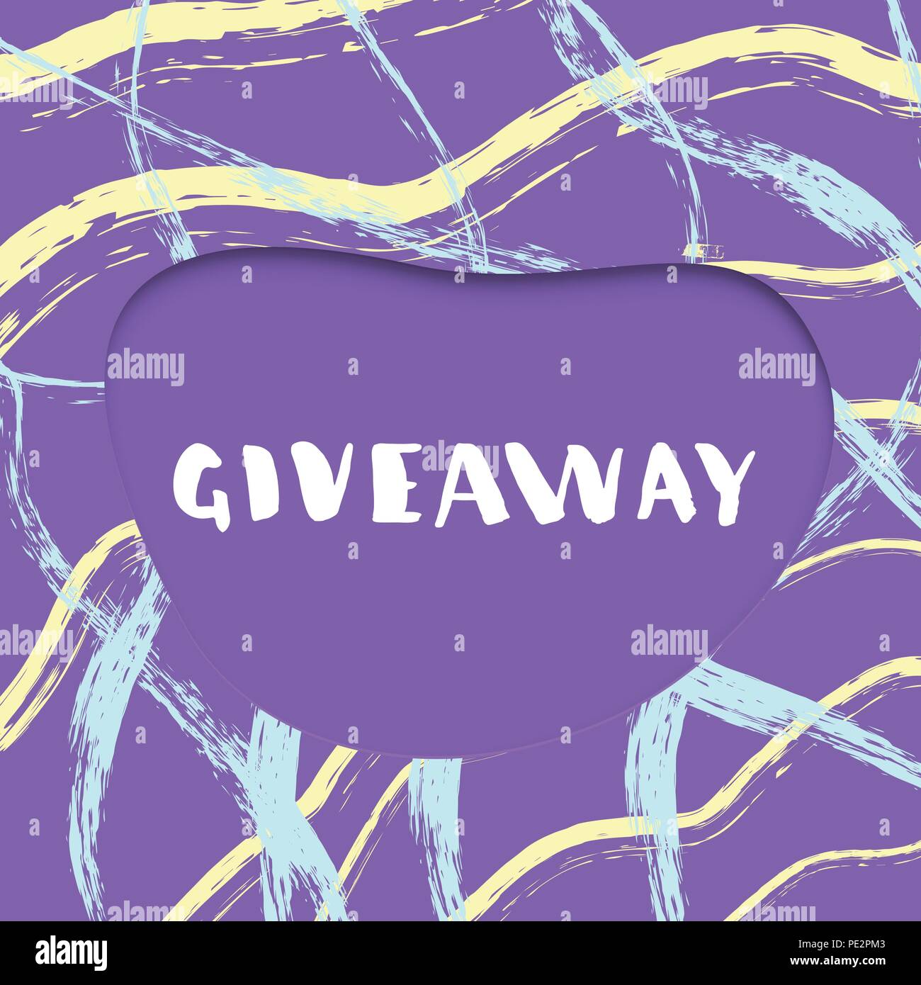 Giveaway square banner with papercut shape. Handwritten lettering ...