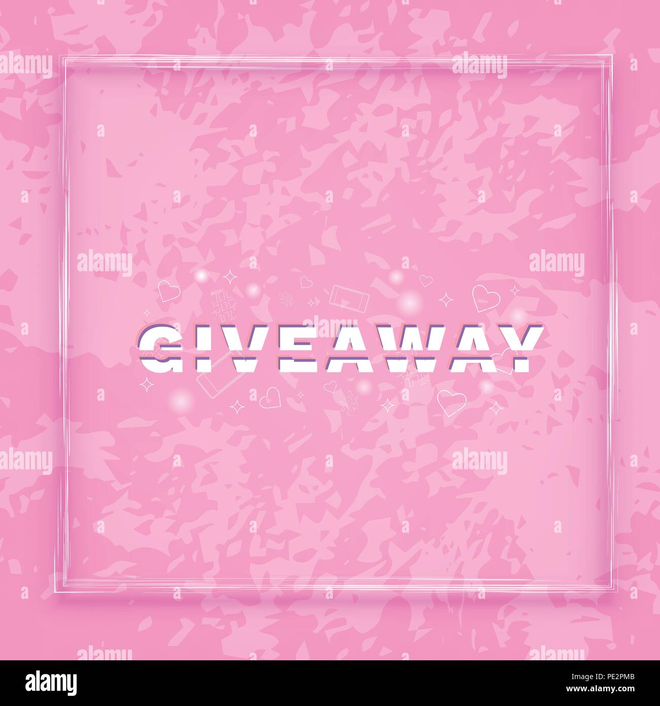 Giveaway card with frame. Sliced lettering. Template for contest for ...