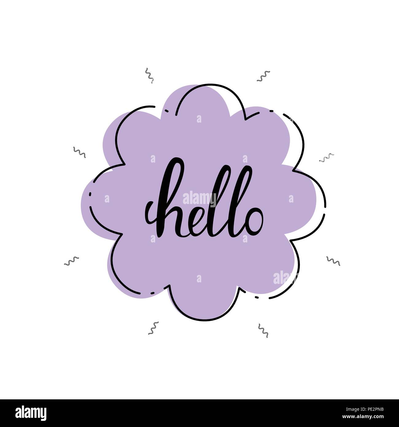 Hello banner. Handwritten lettering flowers frame and with decoration ...