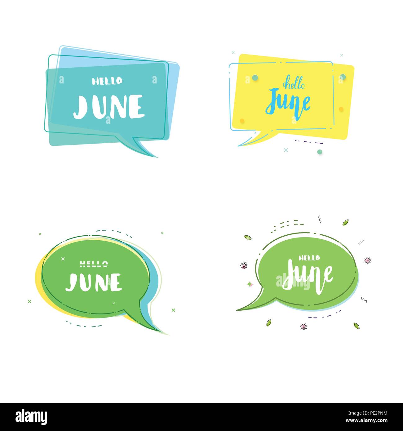 Set of Hello June banners. Element for summer graphic design. Vector ...