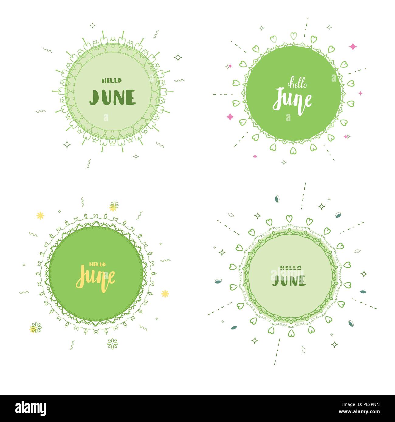 Set of Hello June banners. Element for summer graphic design. Vector ...