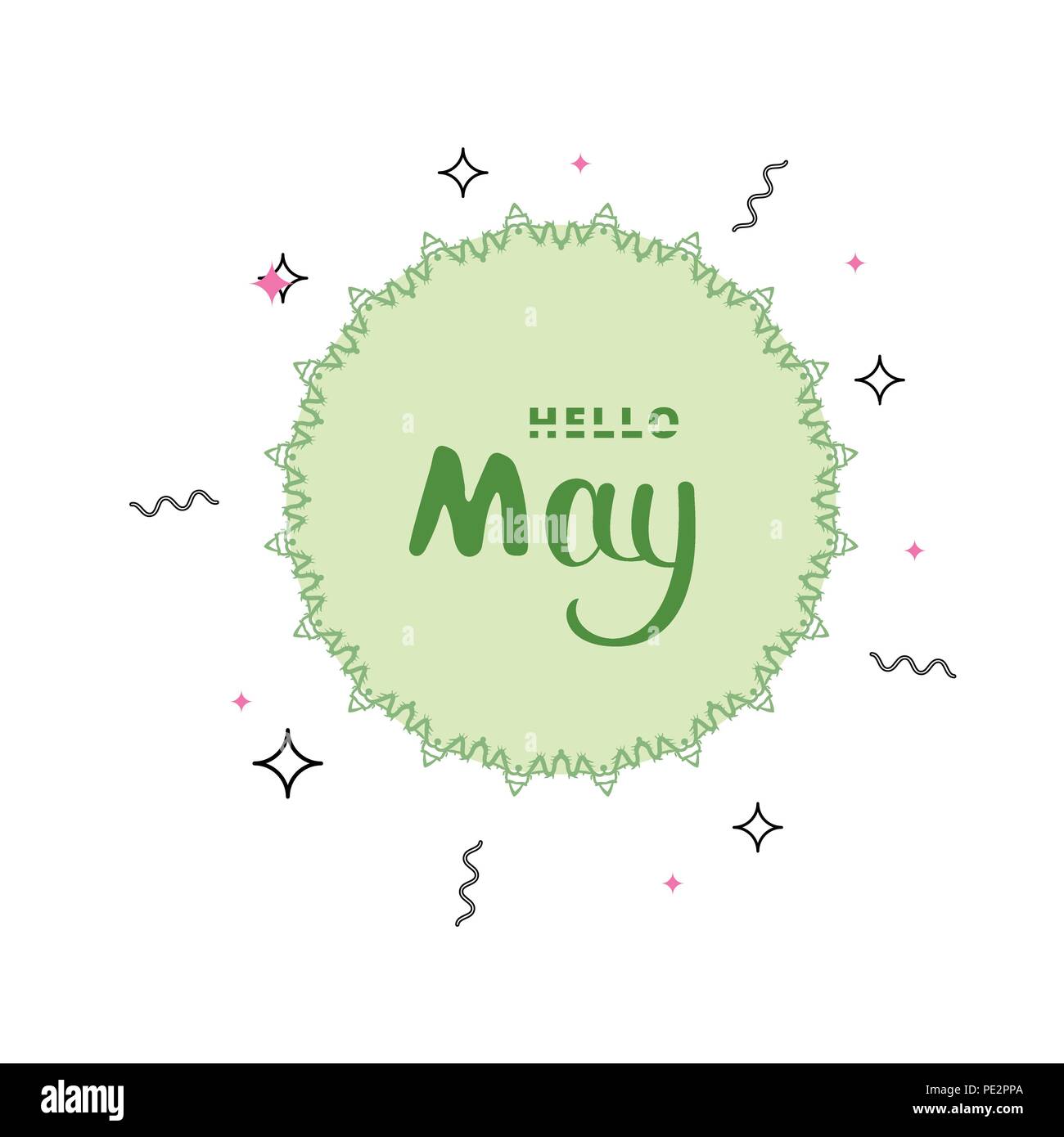 Hello May banner. Handwritten lettering. Vector illustration Stock ...