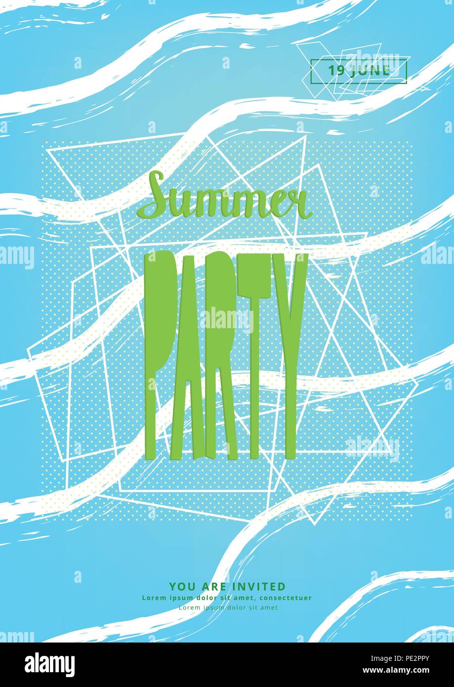 Vertical Summer Party banner. Template for holiday summer flyer design ...