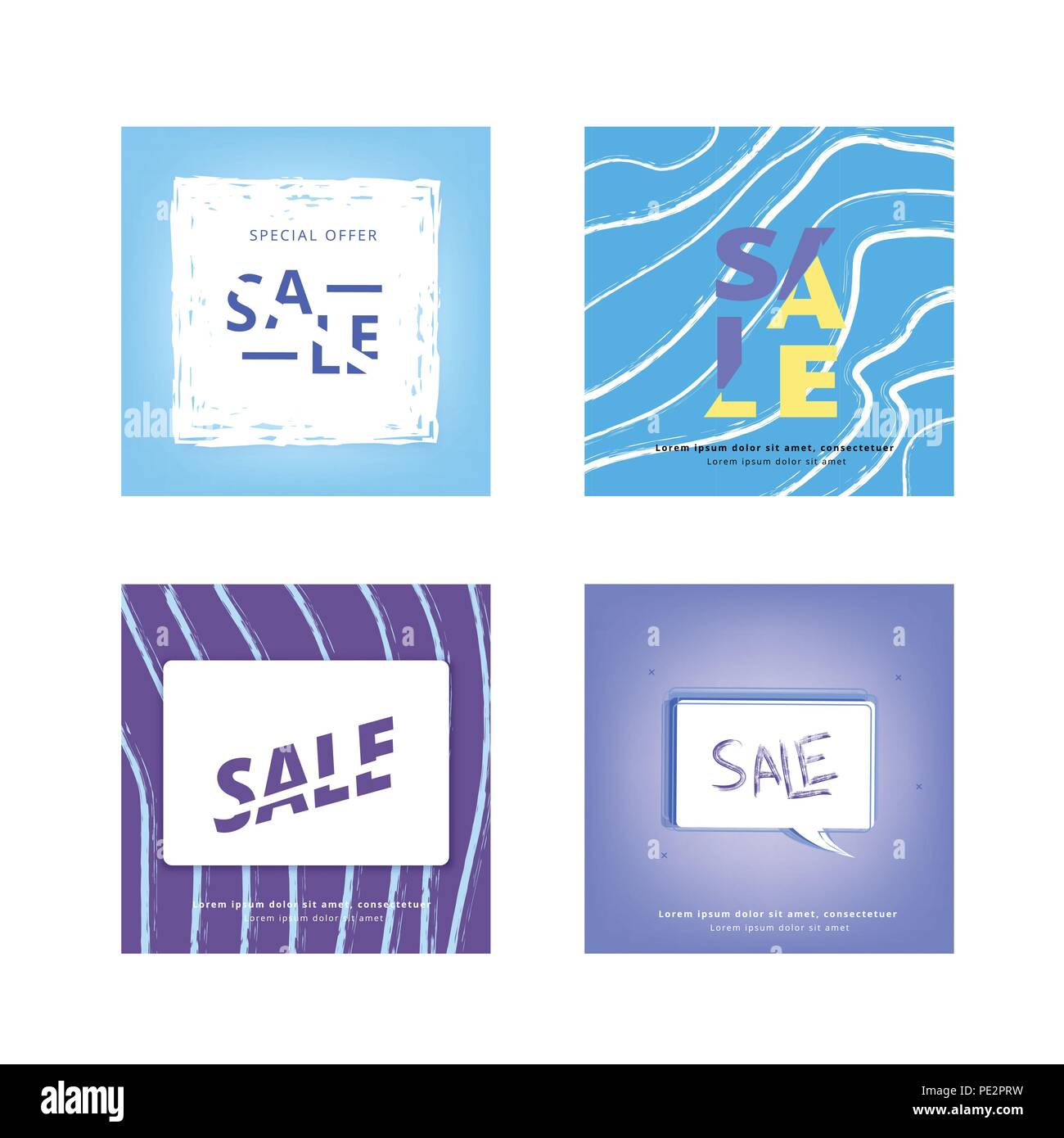 Set of square Sale banners. Trendy cards with creative slaiced ...