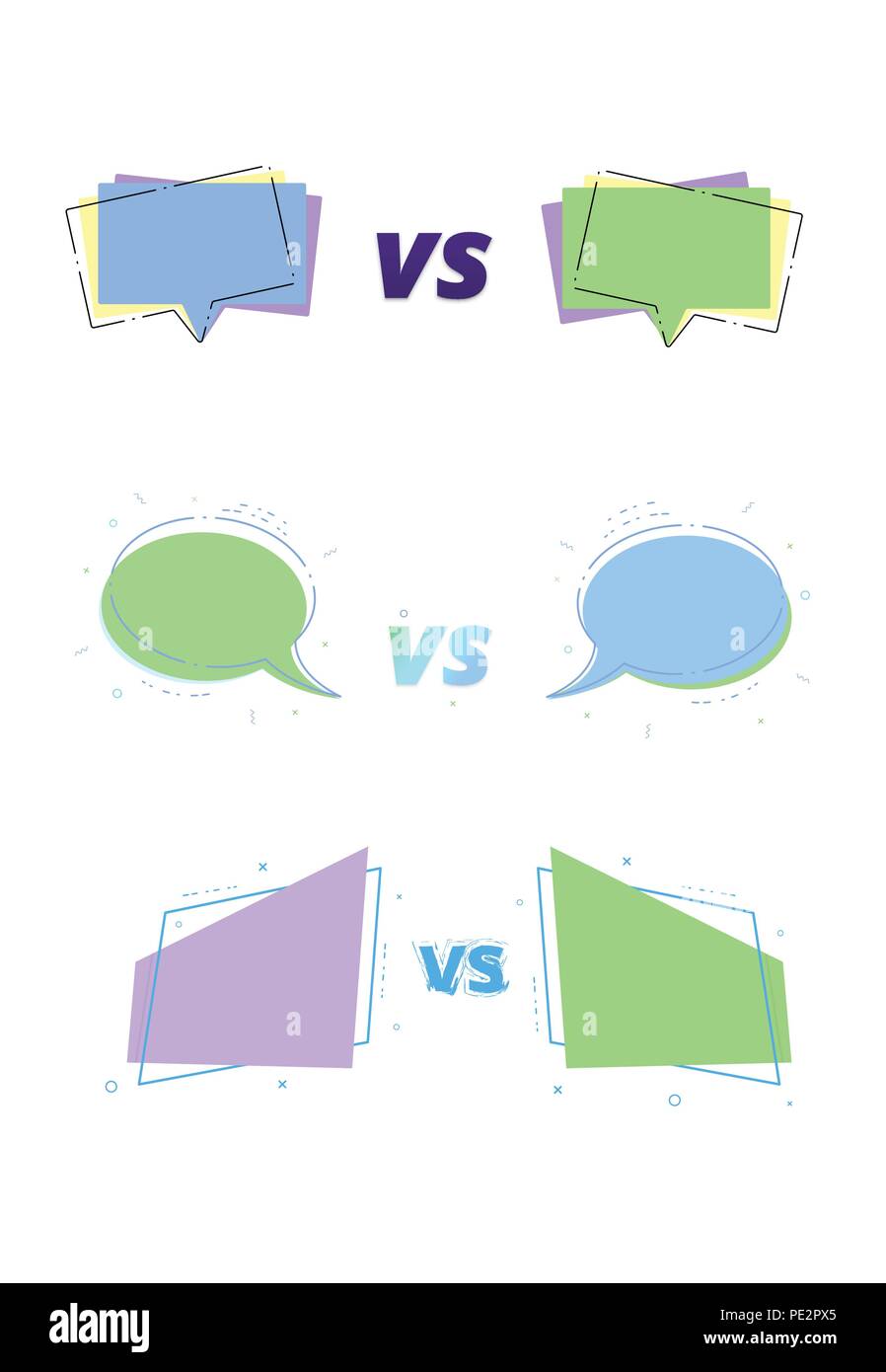 Set of vs cards. Versus screen templates with empty speech bubbles ...