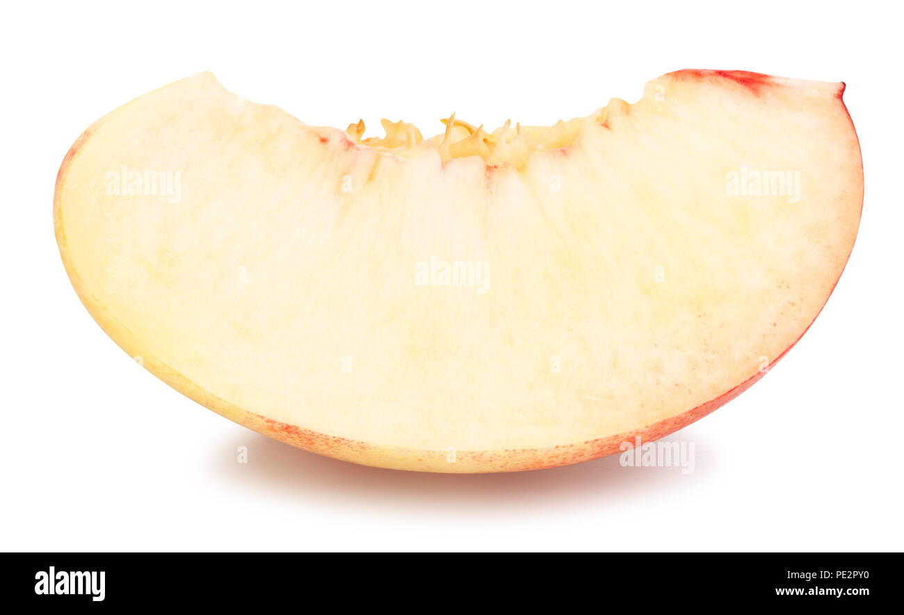 sliced white nectarine path isolated Stock Photo - Alamy