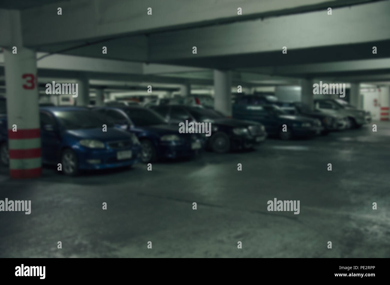 Abstract blur car parking lot - can be used for display. Vintage tone ...