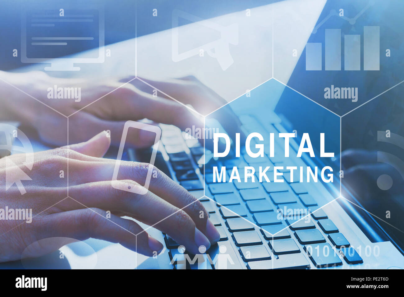 digital marketing concept diagram with icons Stock Photo - Alamy