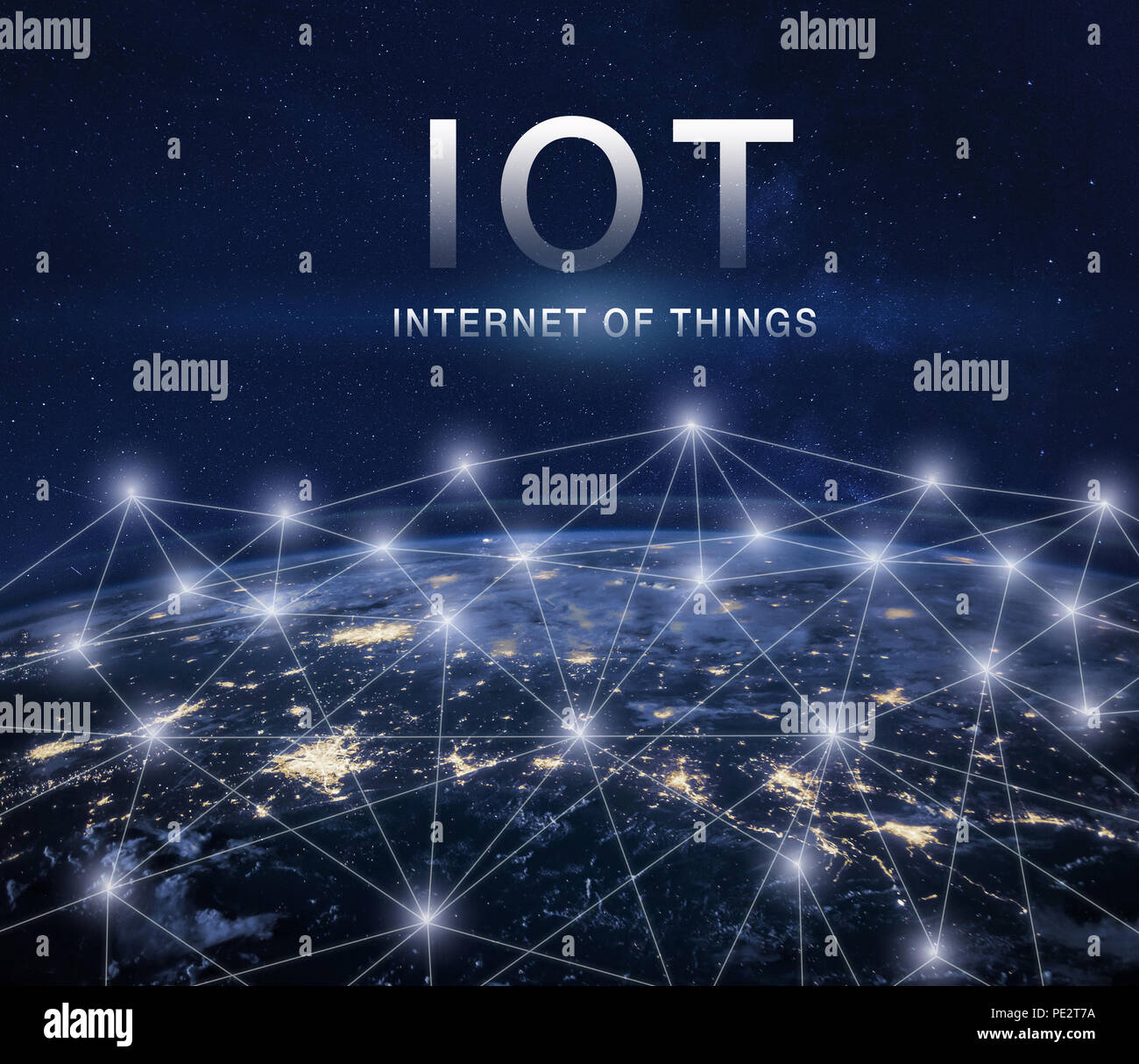 IOT, internet of things concept with global network around earth Stock ...