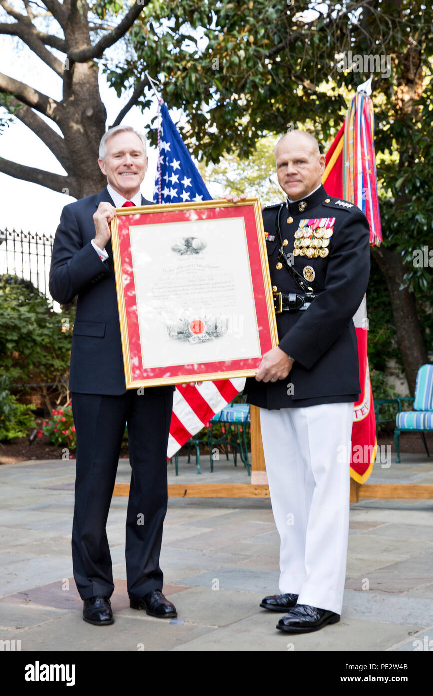 At Marine Barracks Washington, D.C., Sept. 24, 2015, the Secretary of ...