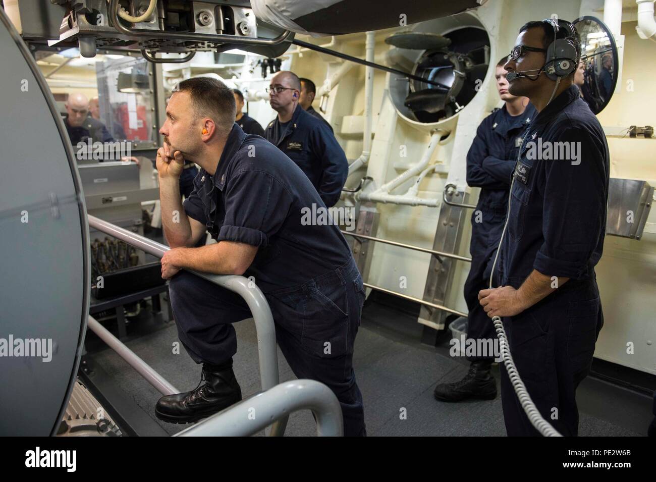 150919-N-VC236-069 ARABIAN SEA (September 19, 2015) - Sailors deploy a ...