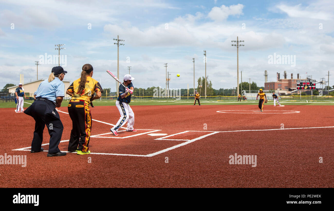 The U.S. Navy women’s softball team competes against the U.S. Army ...