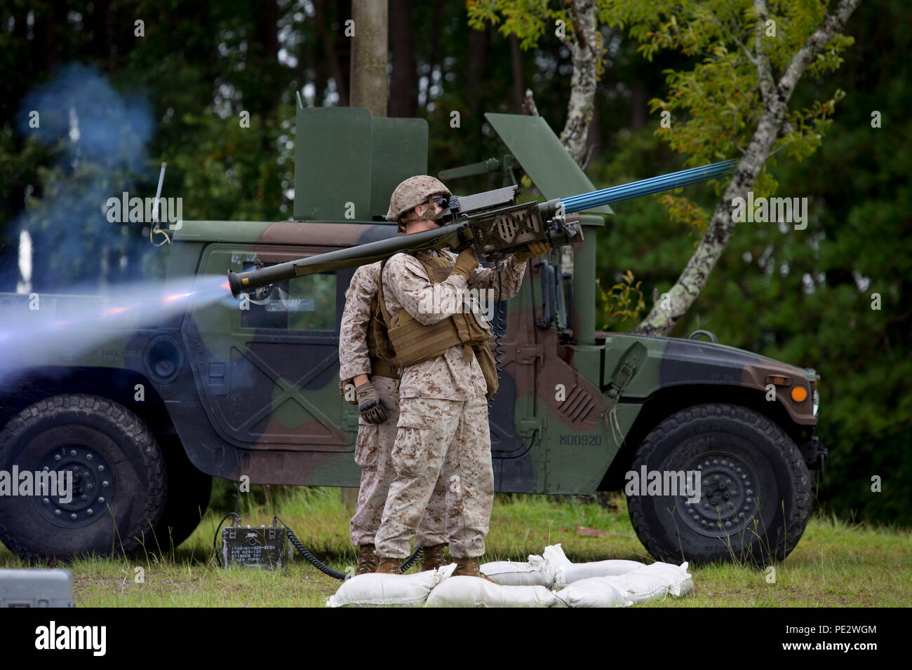 A U.S. Marine assigned to Alpha Battery, 2nd Low Altitude Air Defense ...