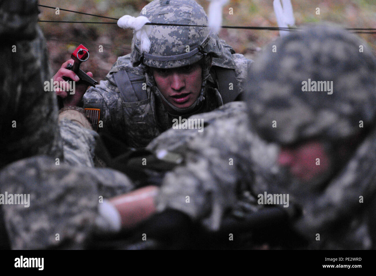 Pfc. Edgar Garza, 212th Combat Support Hospital, leads his litter team ...