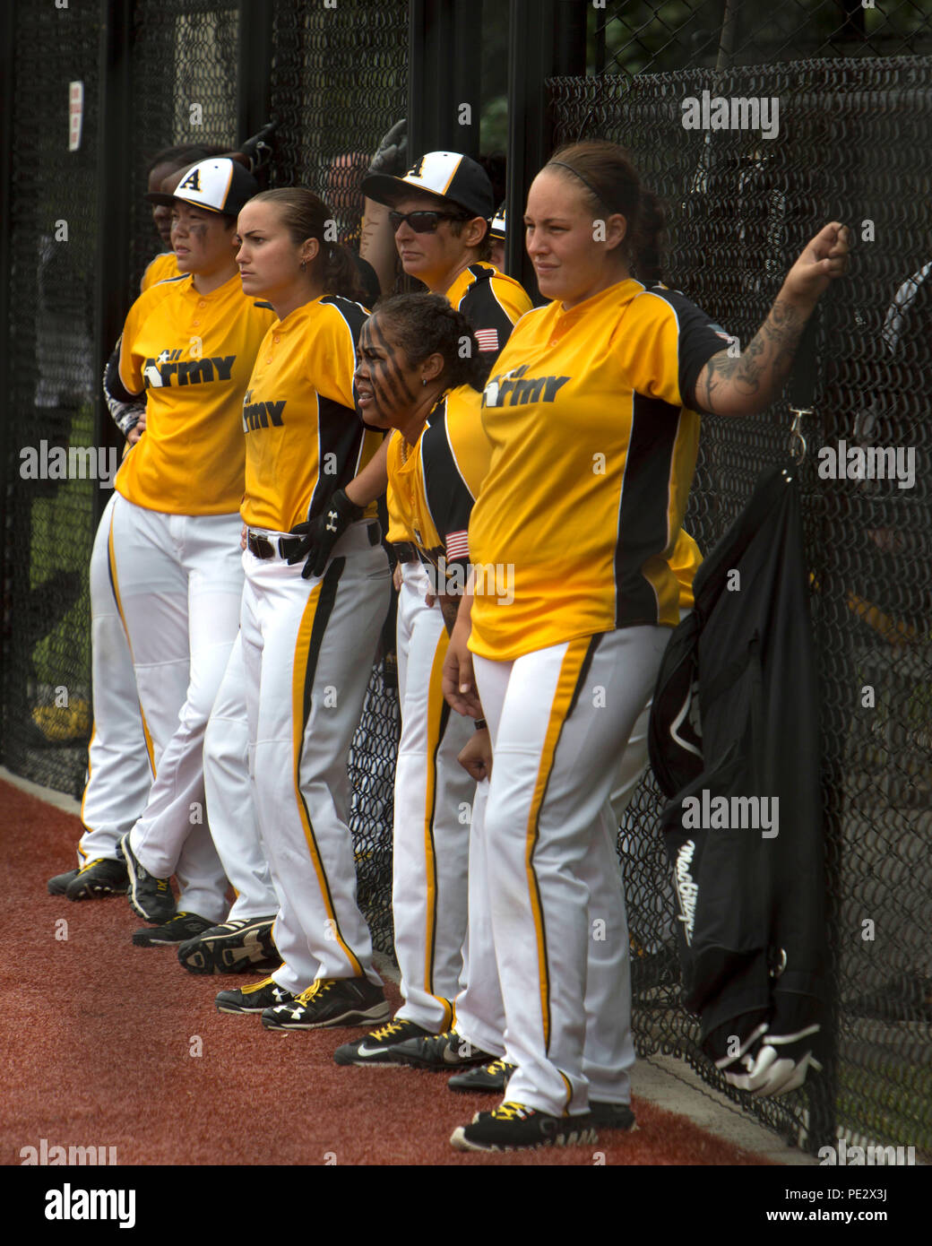 The U.S. Army women's softball team watch a game during the 2015 Armed ...